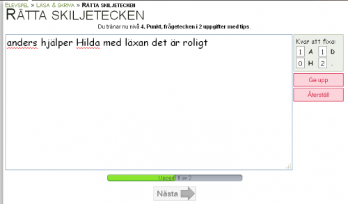 Träna stor bokstav och punkt i nytt spel - Elevspel